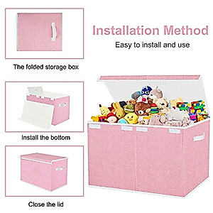 Pantryily Toy Storage Box for Girls, Large Kids Toy Chest Boxes Organizers and Storage 24.5"x13"x16"(Pink)