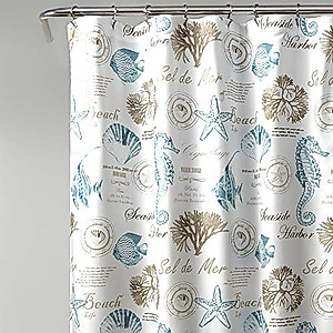 Lush Decor Blue 72 ' X 1 Harbor Life Shower Curtain, 72" x 72", Blue & Taupe, 72 in x 72