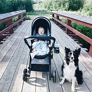 guzzie+Guss Universal Cup Holder for Strollers, Wheelchairs, Mobility Walkers, Bikes, Camping Chairs - Easy Installation - Anti-Slip Sleeve - Fits Wide Variety of Drink Containers - Black