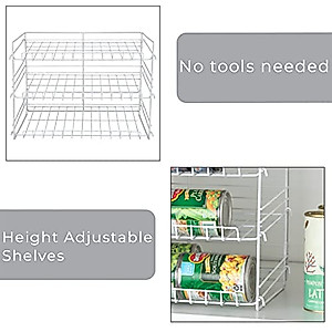 Smart Design 3-Tier Can Rack Organizer - Adjustable - Steel Metal Wire - Pantry, Spice, Cabinet, Under Sink, Fridge Storage Organization - Kitchen (14.5 x 10.25 Inch) [White]
