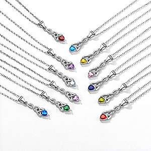 ChicSilver 925 Sterling Silver Irish Celtic Necklace March Birthstone Heart Ocean Blue Aquamarine Pendant Necklace Celtic Knot Jewelry for Women