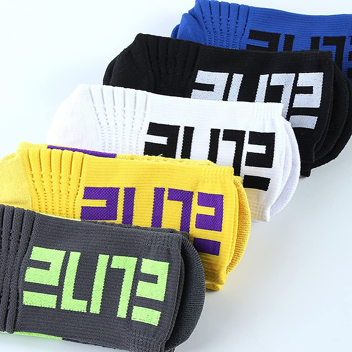 ADOUZWM Sports Crew Socks for Men Cushioned Athletic Socks 5-Pack Elite Basketball Socks Thick Outdoor Performance Socks