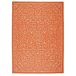 Nourison Home & Garden Indoor/Outdoor Orange 10' x 13' Area -Rug, Easy -Cleaning, Non Shedding, Bed Room, Living Room, Dining Room, Kitchen (10x13)