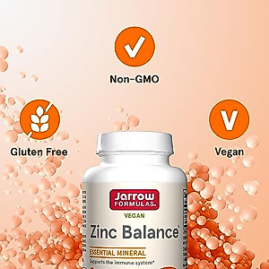 Jarrow Formulas Zinc Balance 15 mg - 100 Servings (Veggie Caps) - Includes Copper - Essential Mineral for Immune System Support - Immune Support Supplement - Gluten Free Zinc Copper Supplement - Vegan