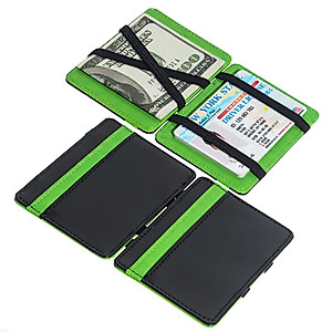 CKLT Men's Fashion Magic Money Clip Leather Minimalistic Slim Wallet Green