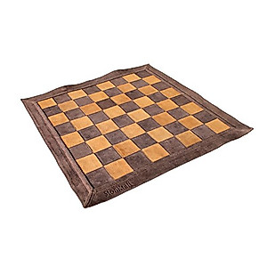 StonKraft - Big Size 19" x 19" Genuine Leather Chess Board | Roll-up Tournament Chess | Brown Suede