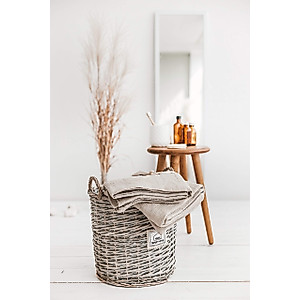 Pure 100% Linen Bath Towel - Stone-Washed 30 x 60 inch Soft Lightweight Travel Towel - Waffle Weave Quick Dry Hair Towel - Natural Flax Thin Towels for Bathroom Gym or Sauna - Sustainable Bath Sheet