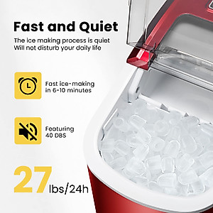 VIVOHOME Electric Portable Compact Countertop Automatic Ice Cube Maker Red with Electric Ice Shaver Snow Cone Maker