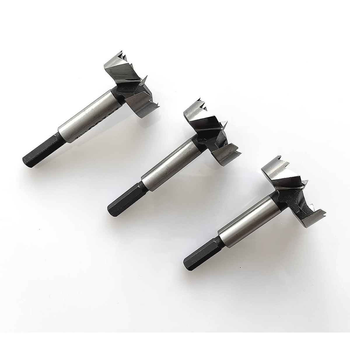 INTOO Forstner Bit Set 3Pcs Hex Shank,1-1/2",1-5/8",1-3/4" Multi Sided Shank Wood Drill Bits Se