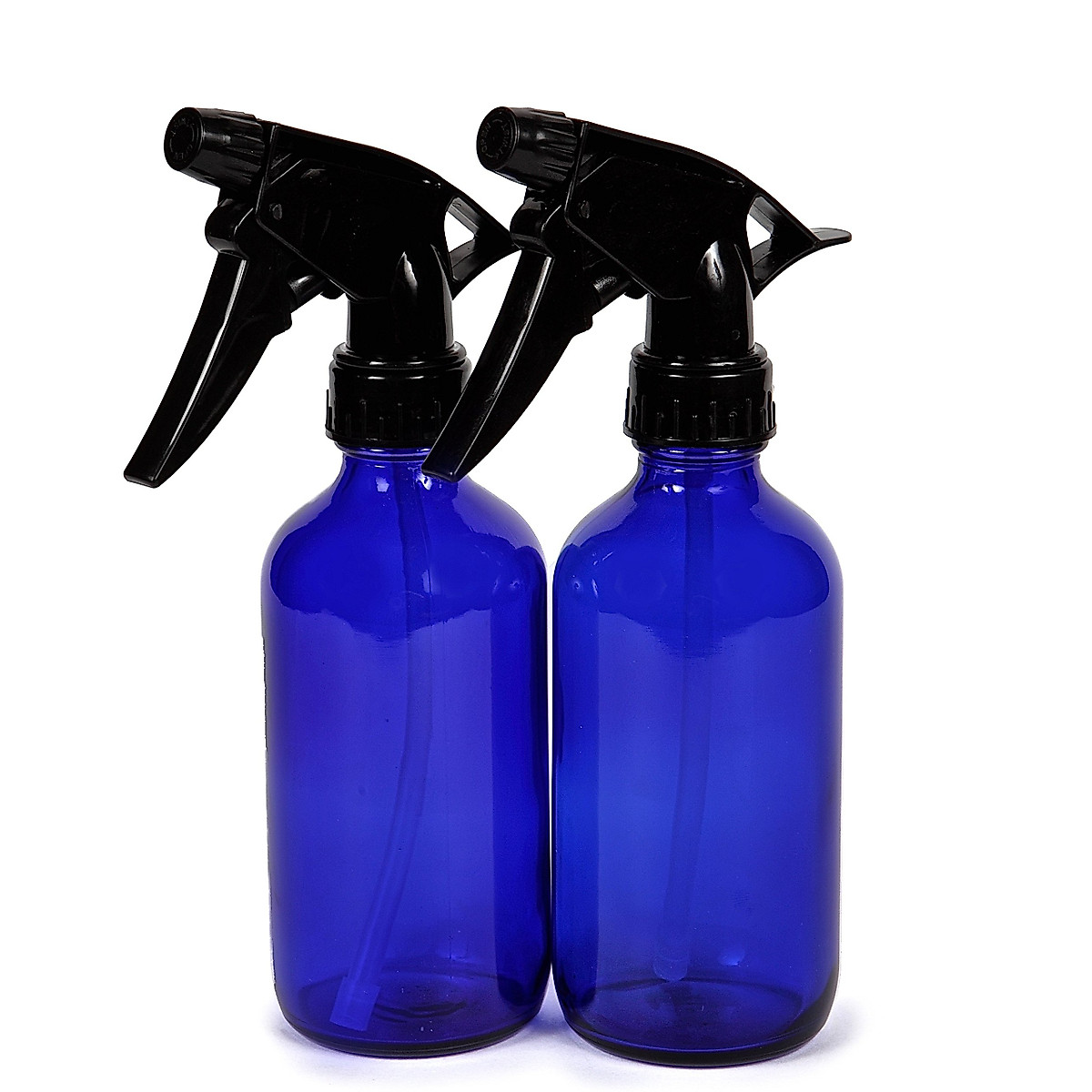 Vivaplex, 2, Large, 8 oz, Empty, Cobalt Blue Glass Spray Bottles with Black Trigger Sprayers