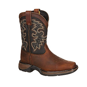 Durango Unisex-Kid's DWBT049 Western Boot, tan Black, 3 M US Little Kid