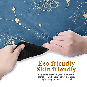 VIKKO Space Galaxy Constellation Moon Star Blue Yoga Mat Ultra Thin Folding Mat for Exercise Fitness Pilates Stretching Meditation