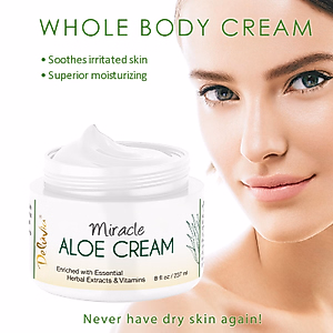 Deluvia Miracle Aloe Cream | Face & Body Moisturizer with Vitamin E & Organic Aloe Vera | Hydrating, Soothing for Dry Skin, Anti-Wrinkle, Acne Scars, Rosacea, Psoriasis, Eczema - 2 Pack