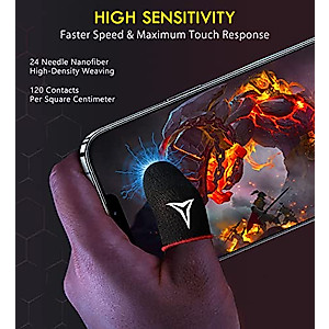 10 Pack Mobile Phone Gaming Finger Sleeves, Nuozme Finger Sleeves Fit All Touchscreen Devices, 0.15mm Superconducting Nanofibers, Smooth Feel, Anti-Sweat, Extremely Thin, Red Edge