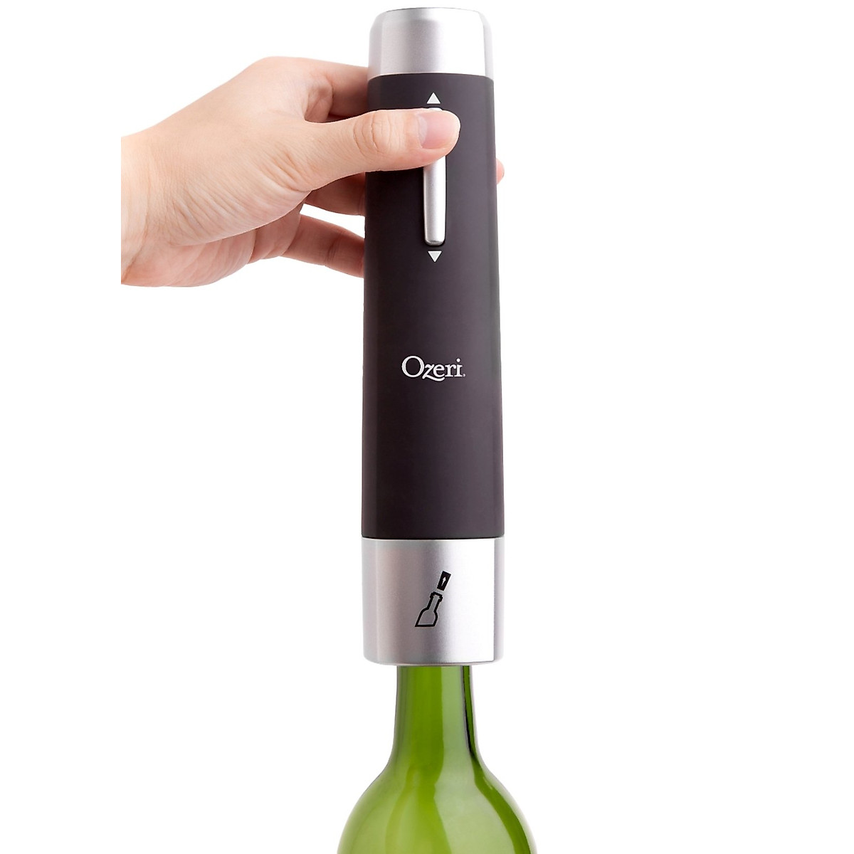 Ozeri Prestige Electric Wine Bottle Opener with Aerating Pourer, Foil Cutter and Elegant Recharging Stand