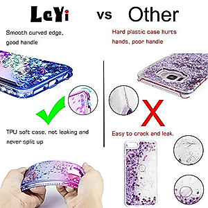 iPod Touch 7th Generation Case, iPod Touch Case 7th/ 6th/ 5th with [2 Pack] Screen Protector for Girls Kids, LeYi Glitter Bling Liquid Cute TPU Clear Phone Case for iPod Touch 7 6 5 (Teal/Purple)