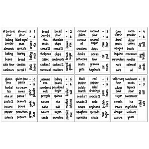 168 Pantry Labels for Food Storage Containers, Black Text Printed on Clear Waterproof Labels, Household Stickers + Numbers, Water Resistant, Organization for Kitchen Jars and Canisters & Storage Bins