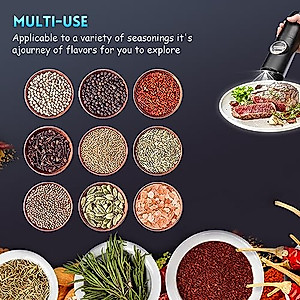 Rechargeable Electric Salt and Pepper Grinder Set, Adjustable Coarseness Automatic Salt or Pepper Mill Shakers, With Charging Base, USB Type-C Cable, LED Lights, One Hand Tact Switch Operation