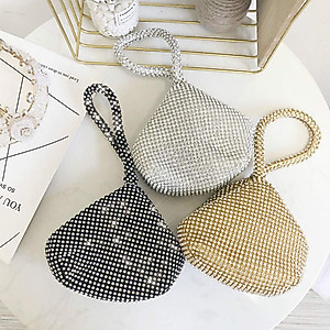 Kbinter Fashion Women Bridesmaid Lady Girl Bride Glitter Evening Clutch Bag for Prom Cocktail Party Wedding1920s Style (Silver)