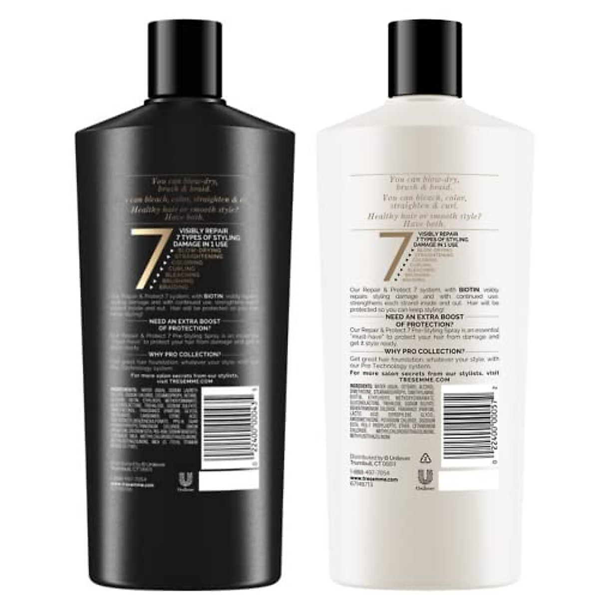 TRESemme Shampoo and Conditioner Set, Repair & Protect 7 with Biotin, Visibly Repairs 7 Types of Styling Damage and Strengthens Hair, 22 Fl Oz each