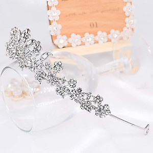 Rhinestone Crystal Tiaras and Crowns Headband For Women Birthday Pageant Wedding Prom Princess Crown (A-003 Silver)