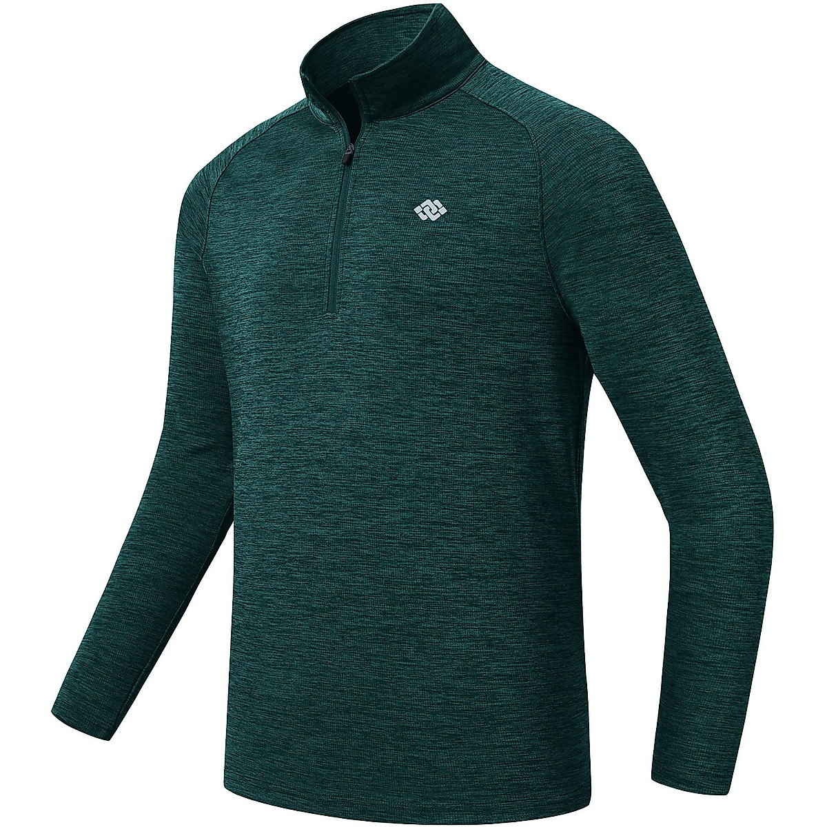 MoFiz Men's Quick-Dry Active Sports Shirts Quarter Zip Long Sleeve Running Pullover Athletic Outdoor Tops Dark Green L