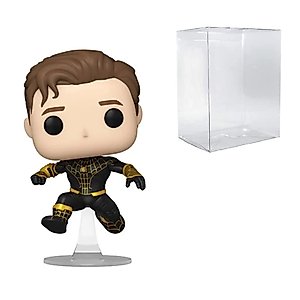 POP! Spider-Man: No Way Home Unmasked Spider-Man Black Suit Vinyl Figure - AAA Anime Exclusive (Bundled with Compatible Box Protector Case)