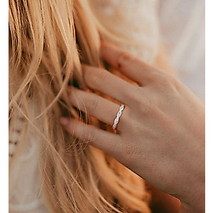 TIGRADE Engagement Ring Cubic Zirconia Twisted Ribbons of Pave-Set Eternity Wedding Band for Women Size 3-12, Silver, Size 8