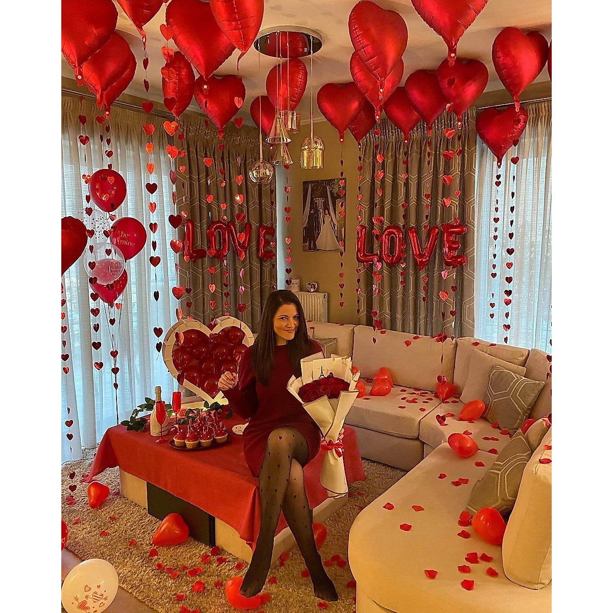 Red Heart Balloons Red I LOVE YOU Balloons for Romantic Love Valentines Day Decorations Bridal Shower Wedding Party Decorations