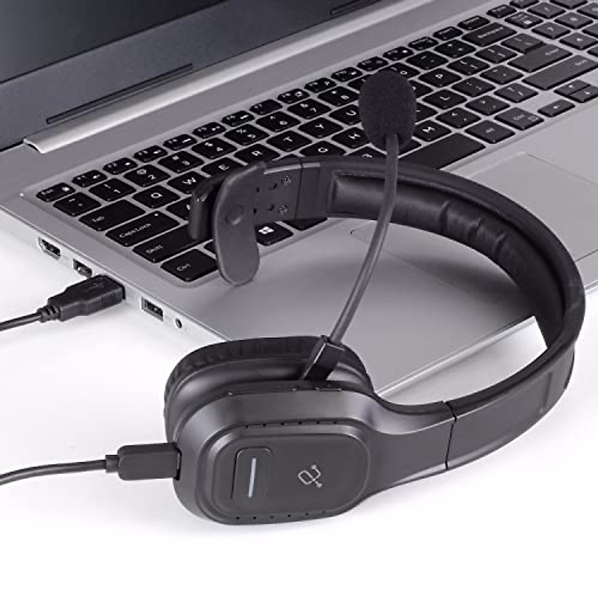 Aluratek Wireless Bluetooth 5.0 Headset with Noise Cancelling Boom Mic, for Car, Truck Driver, Business, School, Home Office, Cell Phones, PC & MAC, 34Hrs Talk Time (ABHM100F), Black