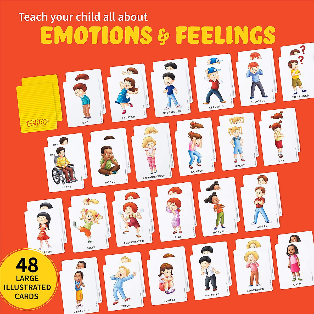 Feelings and Emotions Flash Cards - Memory Game, Social Skills Games, Emotions Cards, Feelings FlashCards, Empathy Game Homeschooling Materials, Preschool Games, Therapy Games for 3 Year Olds and Up