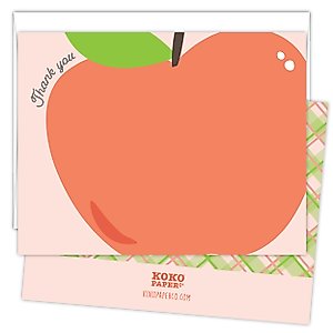 Koko Paper Co Apple-Themed Thank You Cards for Teacher Appreciation, Autumn Celebrations, and More! 25 Flat Cards + 25 Bright White Envelopes. Made in the U.S.A.