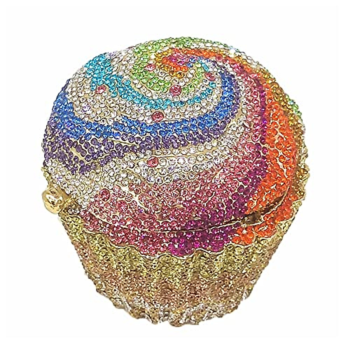 DJBM Cute Cupcake Rhinestone Clutch Diamond Crystal Purse Evening Bags for Women Party Wedding Cocktail Prom, Multicolor