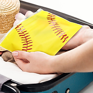 Gersoniel 50 Pieces Makeup Bag Bulk Waterproof Cosmetic Bags Eva Pencil Case Pouch Travel Toiletry Bag with Zippers for Women Players Teams(Yellow,Softball)