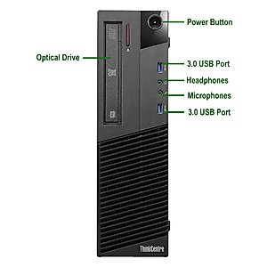 Lenovo ThinkCentre M93P SFF Computer Desktop PC, Intel Core i7 3.4GHz Processor, 16GB Ram, 128GB M.2 SSD, 3TB Hard Drive, Wireless Keyboard & Mouse, WiFi | Bluetooth, Windows 10 Pro (Renewed)