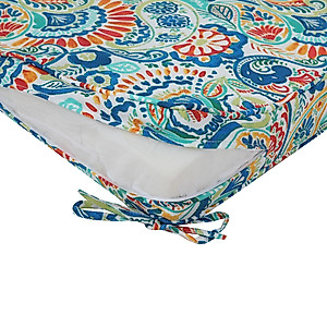 Magpie Fabrics Outdoor Bench Cushion 42 x 18 Inches, Settee Loveseat Pads with Handle and Ties for Garden Patio Backyard Porch Sofa Couch Swing (Paisley Multi)
