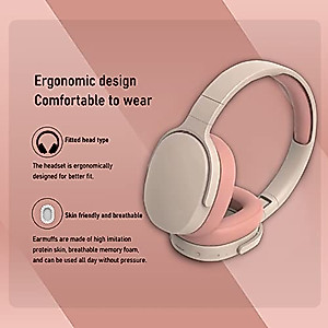 Over-Ear Headphones Wireless Bluetooth Noise Cancelling Headphones Soft Earmuffs Head-Mounted Headphones Lightweight Wireless Headphones Hifi Stereo, LED, PC/Cell Phones/TV/Mp3/Mp4 Cool Stuff (Pink)