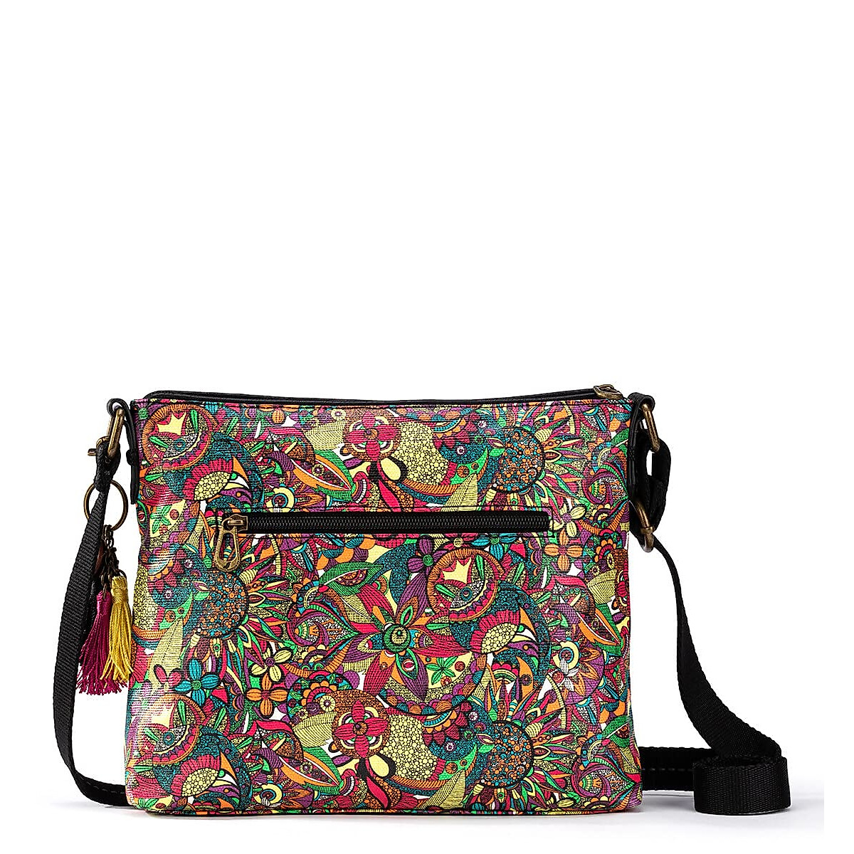 Sakroots Artist Circle Basic Crossbody Bag in Canvas, Multifunctional Purse, Rainbow Spirit Desert