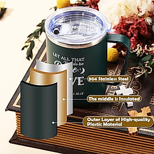 Nitial 12 Pcs 17 oz Christian Coffee Mugs with Lid and Straw Religious Bible Verse Christian Gifts Insulated Inspirational Bible Affirmations Tumbler for Friend Men Women Church Favor (Colorful)