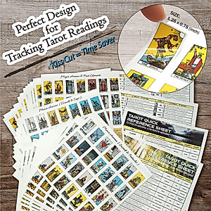 Joyppy Mini Tarot Stickers for Journaling - 1008 PCS Tarot Card Stickers Based on Rider Waite Tarot Deck - 1.25" x 0.78" - Clear Printing & Glossy Finish – 4 Tarot Cheat Sheets Included