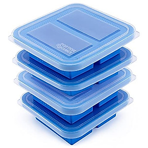 PORTION CUBES Soup Cubes Freezer Tray with Lid, 1-Cup Portions, Pack of 4 Containers