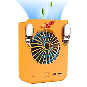 FANCYWING Portable Waist Clip Fan,8000mAh 3-in-1 Personal Portable Fan,Necklace Fan Rechargeable with Super Strong Airflow for Working, Hiking, Camping,Orange