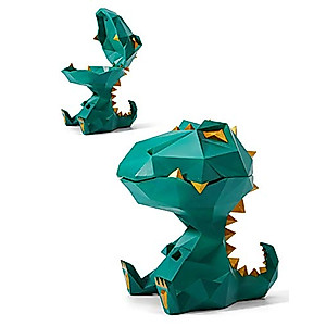 HAUCOZE Candy Dish Cookie Jar Dinosaur Gifts Sculpture Statue Decor Polyresin Figurine Green 7.1 inch