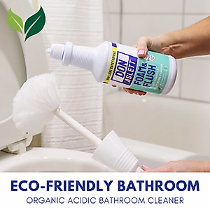 Don Aslett Foam & Flush Toilet Bowl Cleaner (32 Oz Bottle, Pack of 2) Eco Friendly, Biodegradable Organic Acid Formula | Cleans, Brightens, Deodorizes