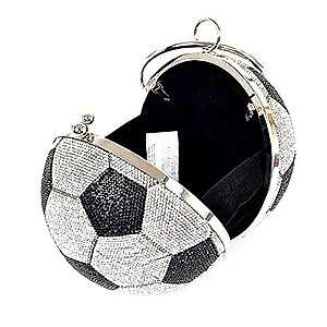 Elaborate Crystal Studded Soccer Ball Clutch Purse with Chain