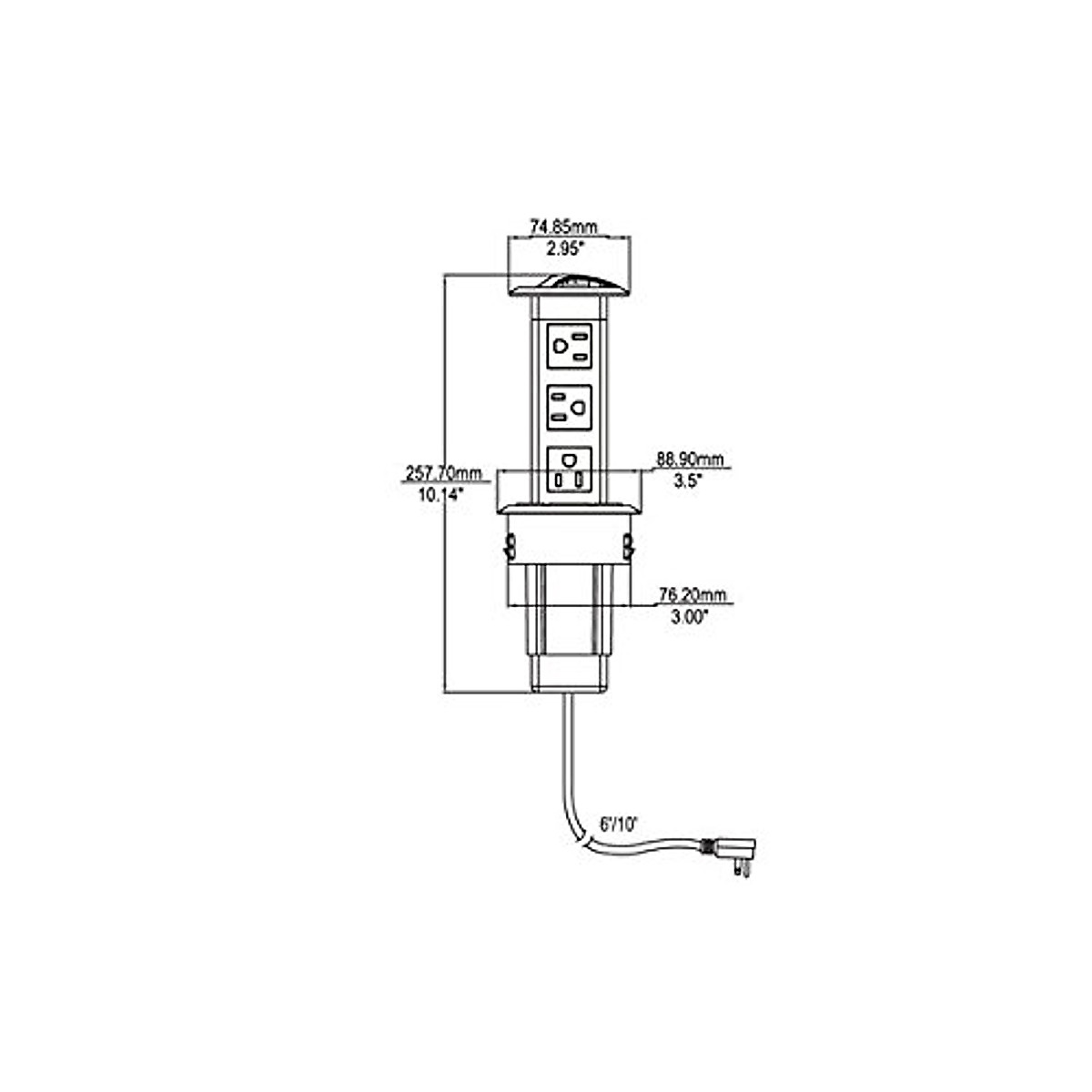 Hide-a-Power Three Outlet Station