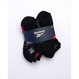 Reebok Women's Athletic Socks - Performance Cushioned Low Cut Socks (6 Pack), Size 4-10, Black Logo