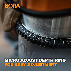 BORA Tools PM-6210 Fixed Router Base for Bora Router Motor PM-6200 Ergonomic Handles, Solid Cast Aluminum with Micro Adjustable Ring and Base Plates, Fits Standard 4.2in Diameter Router motors