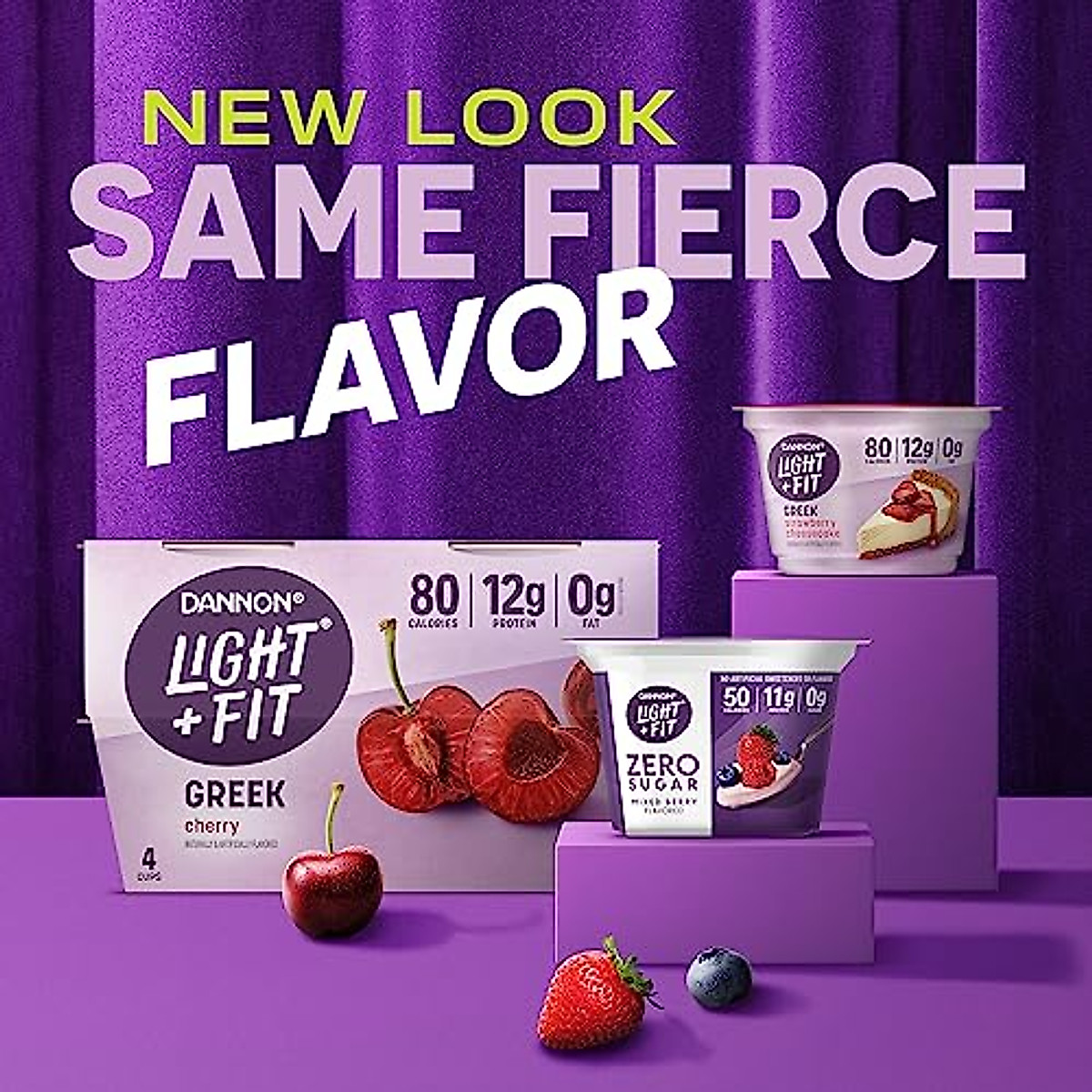 Dannon Light + Fit Greek Nonfat Yogurt, Cherry, Gluten-Free, 5.3 oz., 4 Pack