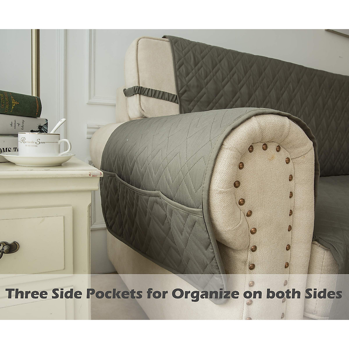 Ameritex Couch Sofa Slipcover 100% Waterproof Nonslip Quilted Furniture Protector Slipcover for Dogs, Children, Pets Sofa Slipcover Machine Washable (Green, 78")